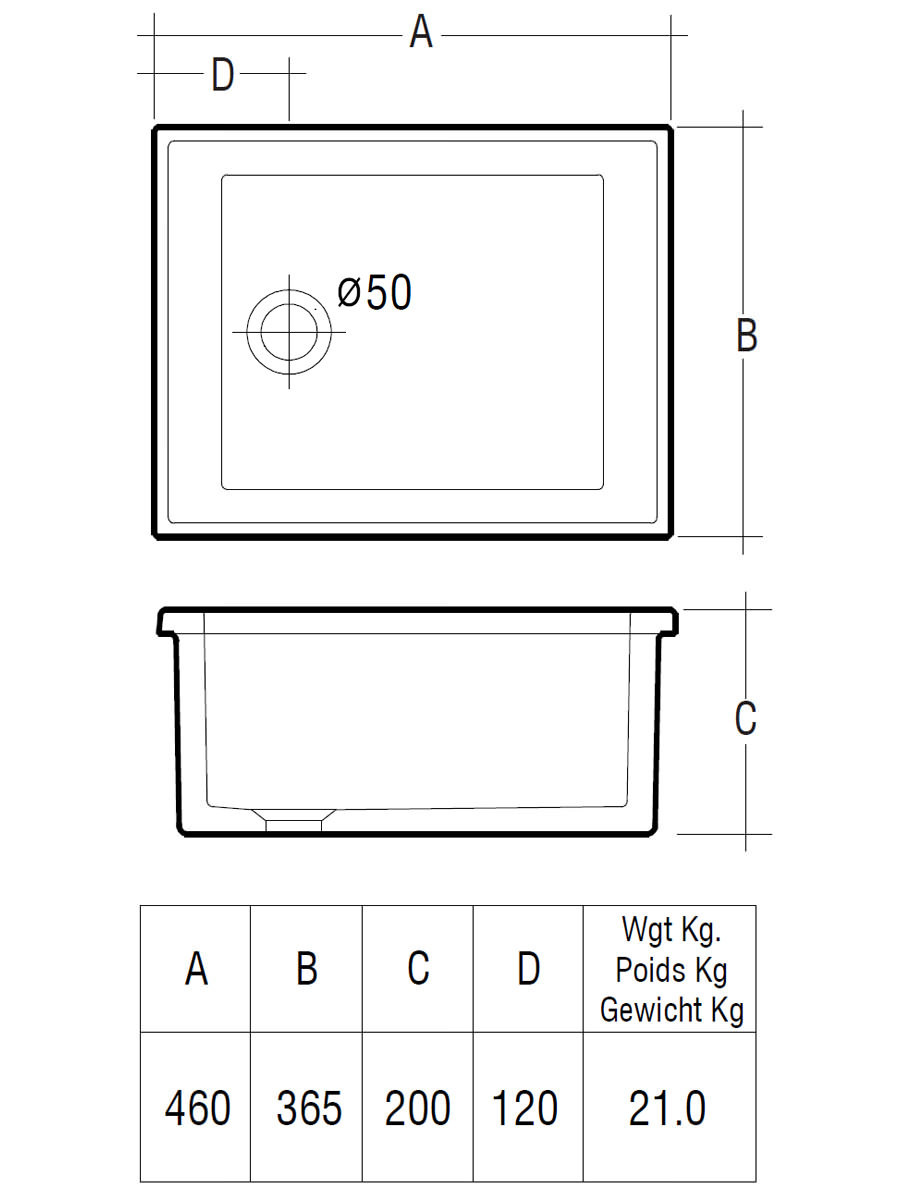 RAK LAB SINK 4 - FIRECLAY 1ST GRADE - HEAVY DUTY